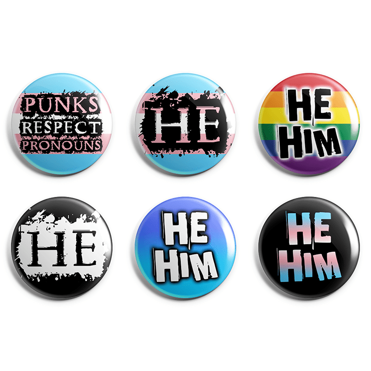 He Pronoun Pin Badge Pack – Chaos Creations